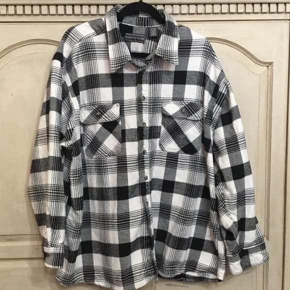 David Taylor | Shirts | David Taylor Mens Black And White Plaid Flannel ...